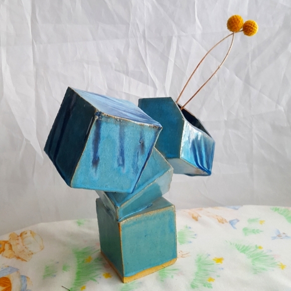 Artisan | Art | Modern Cube Ceramic Sculpture Signed | Poshmark